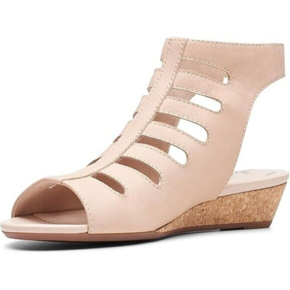 Clarks | Shoes | Clarks Womens 6 W Abigail Sing Blush Leather Open Toe ...